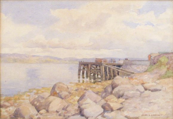 Bonhams : Charles Rennie Dowell (Scottish, d.1935) Figures on a Dock ...