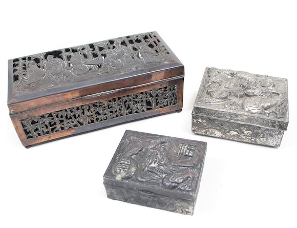 Bonhams : A group of twelve Japanese silvered metal boxes