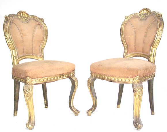 Bonhams : A pair of Italian upholstered giltwood side chairs