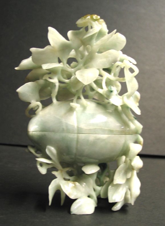 Bonhams : An elaborately carved jadeite covered box