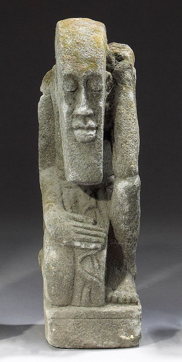 Bonhams : A pair of Southeast Asian carved stone figures