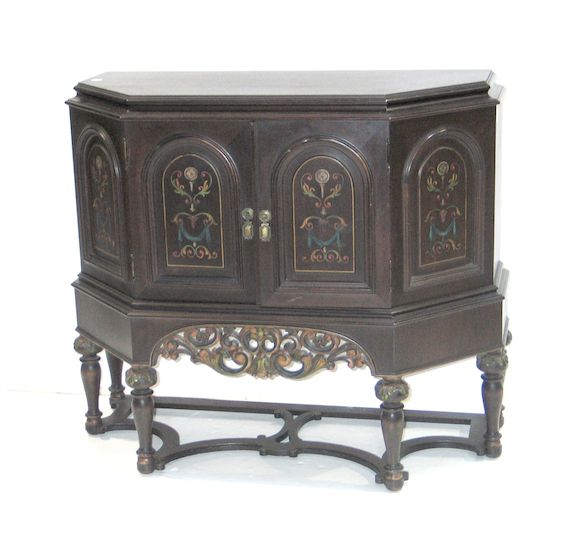 Bonhams : A Barqoue style polychrome decorated walnut cabinet