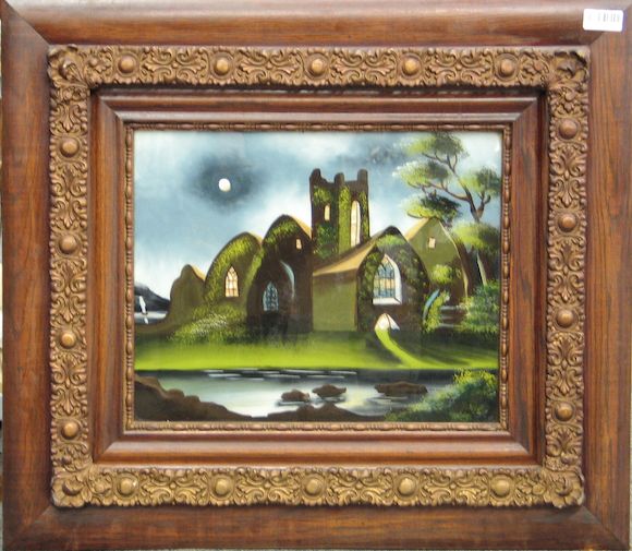 Bonhams : A pair of Victorian reverse paintings on glass