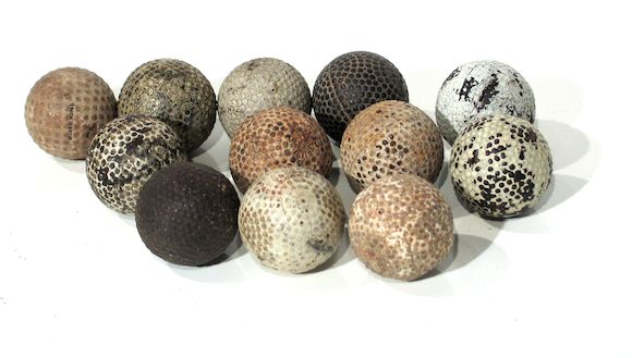 Bonhams : A collection of bramble patterned golf balls,