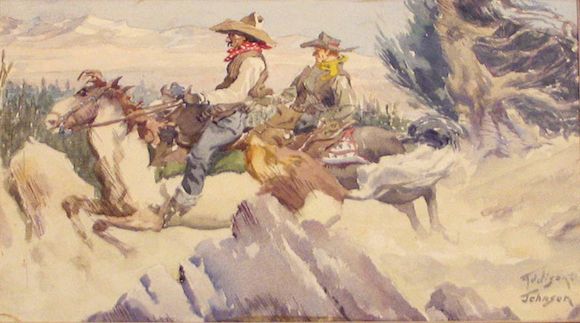 Bonhams : Addison Irwin Johnson (American 1892-1986) Two Bounty Hunters ...