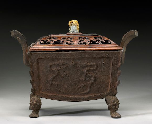 Bonhams : A large cast iron rectangular censer Ming Dynasty, Jiajing Period
