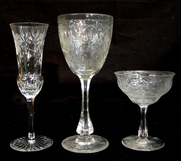 Bonhams : A group of assembled 'rock crystal cut' glass stemware