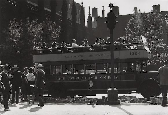 Bonhams : Harold Roth (American, born 1918); Fifth Ave. Open Top Bus at ...