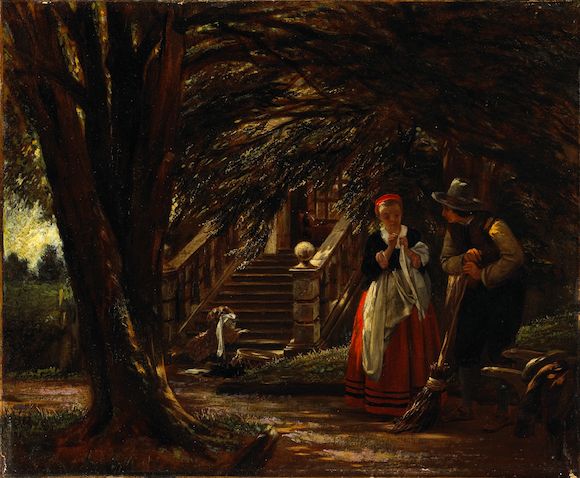 Bonhams : John Callcott Horsley (British 1817-1903) The trysting place 9 1/2 x 11 1/2in unframed