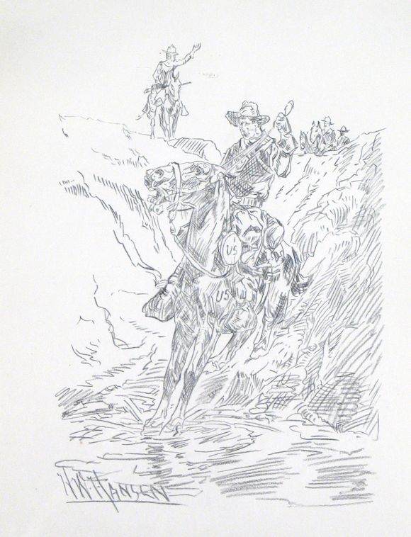Bonhams : Herman Hansen (American 1854-1924) Calvary Scene, Custer's ...