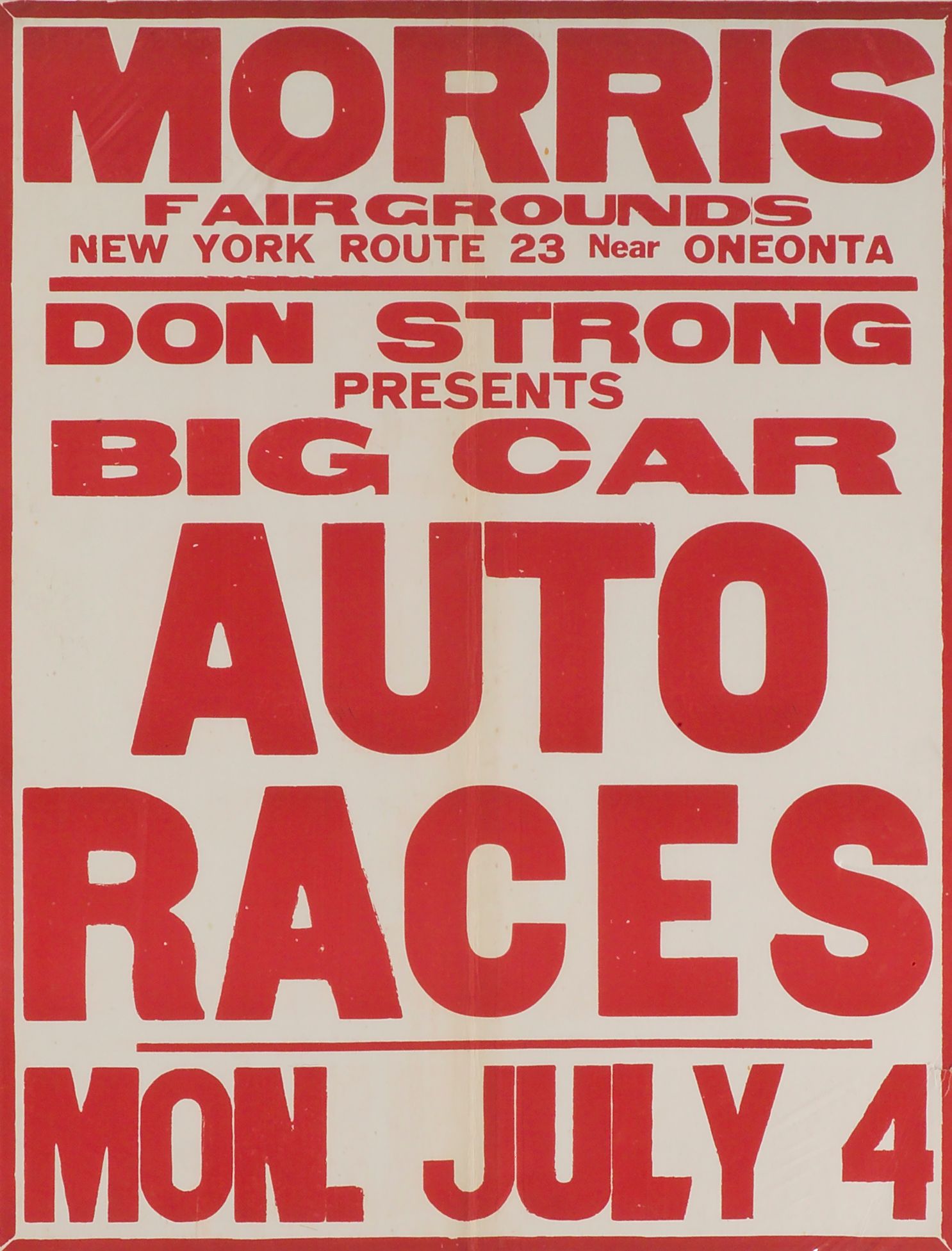 Bonhams Cars : 'Big Car Auto Races' advertising poster, 28 x 22in