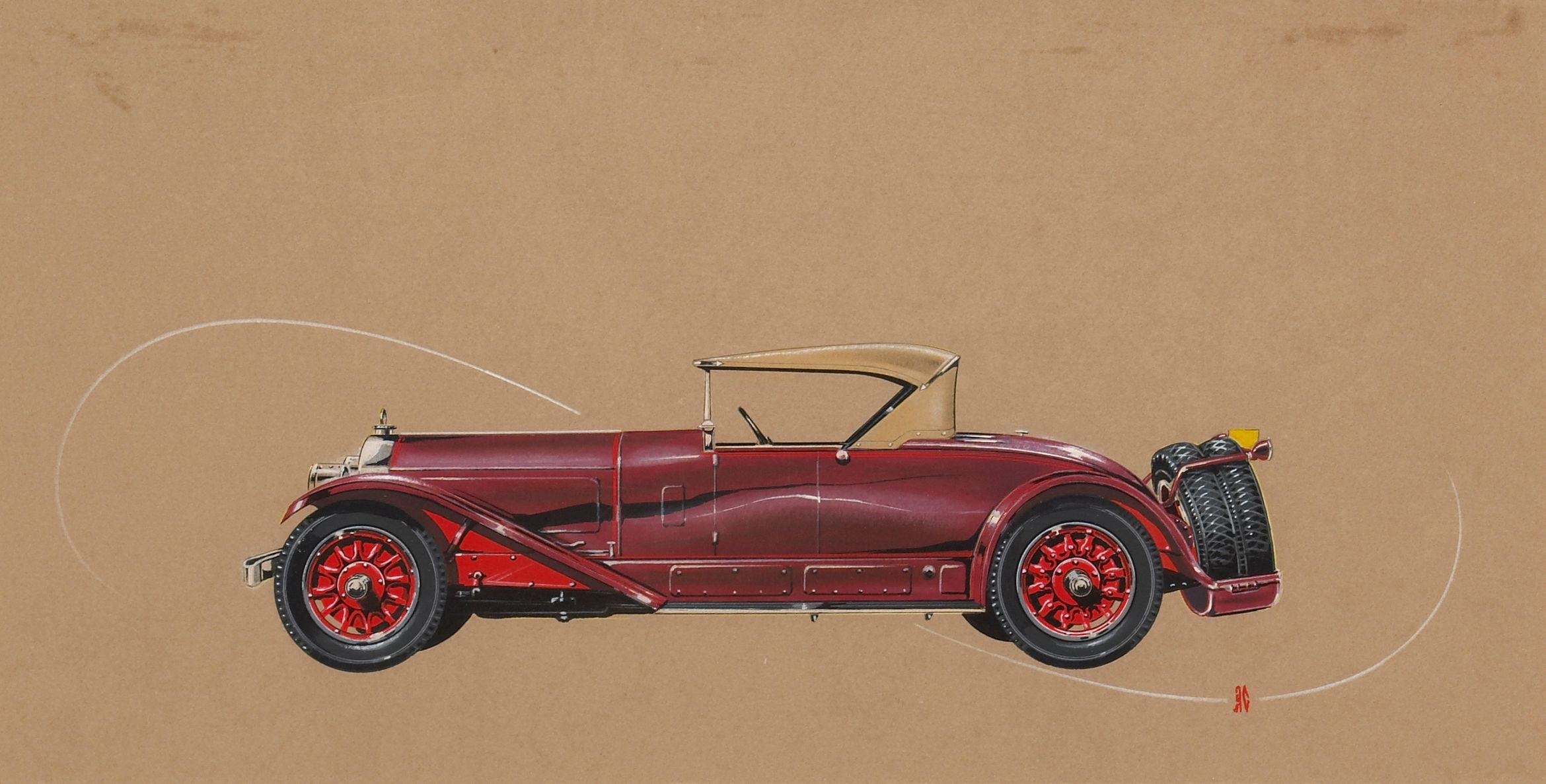 Bonhams Cars : Rare original coachwork design painting by Alexis de ...