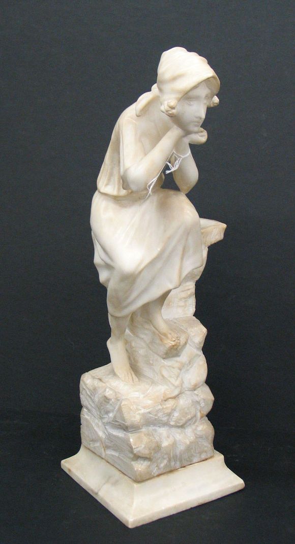 Bonhams : An Italian carved alabaster figure of a young woman