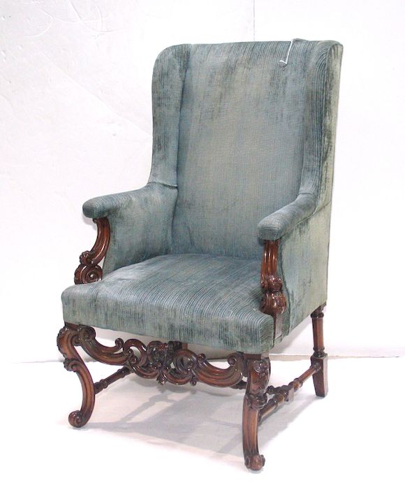 Bonhams : A Rococo style walnut wing chair