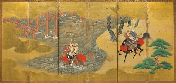 Bonhams : Kano school style: scene from the Tales of Heike 19th Century