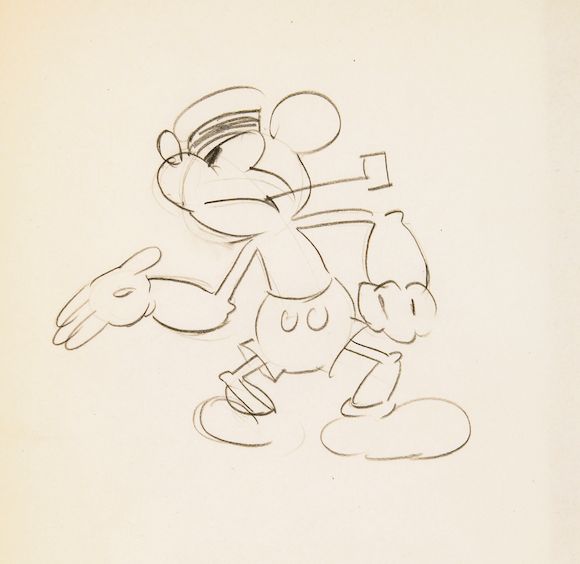 Bonhams : A Walt Disney drawing of Mickey Mouse as Popeye