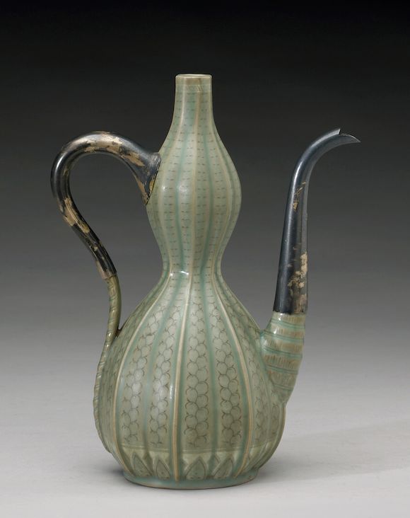 Bonhams : A Goryeo style celadon glazed stoneware ewer with sanggam ...