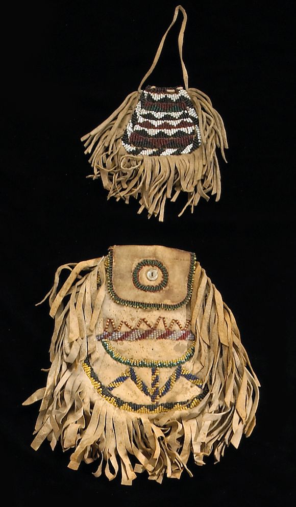 Bonhams : Two Apache beaded pouches