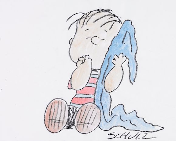 Bonhams : A Charles Schulz watercolor of Linus