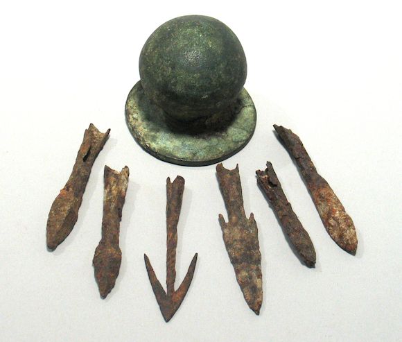 Bonhams : A group of six medieval projectile heads