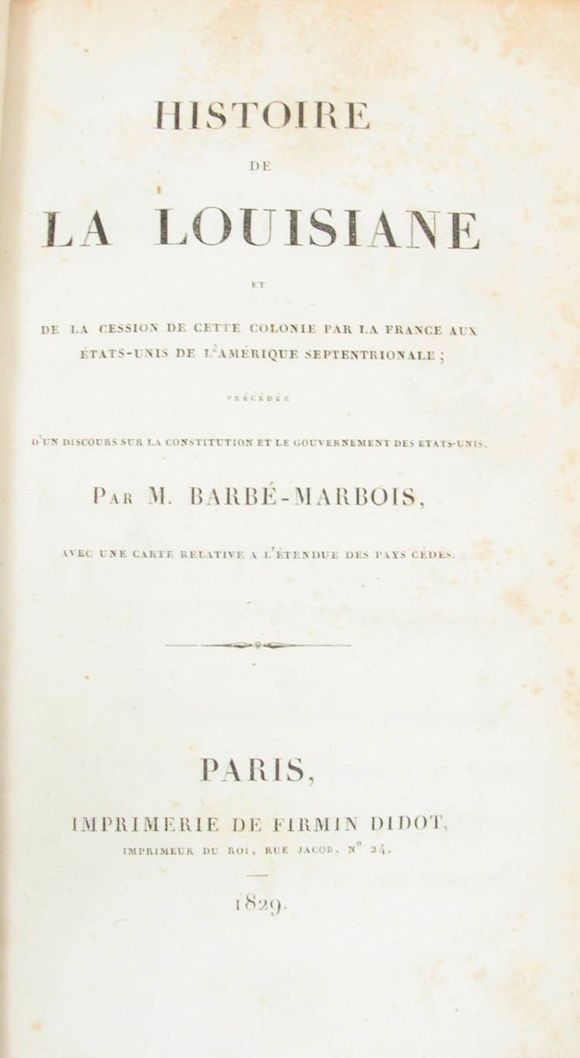 Bonhams : BARBE-MARBOIS, FRANCOIS, MARQUIS DE. 1745-1837.