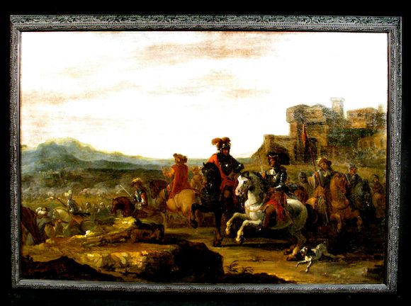 Bonhams : Flemish School Soldiers on horseback in an extensive ...