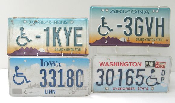Bonhams : A collection of handicap license plates