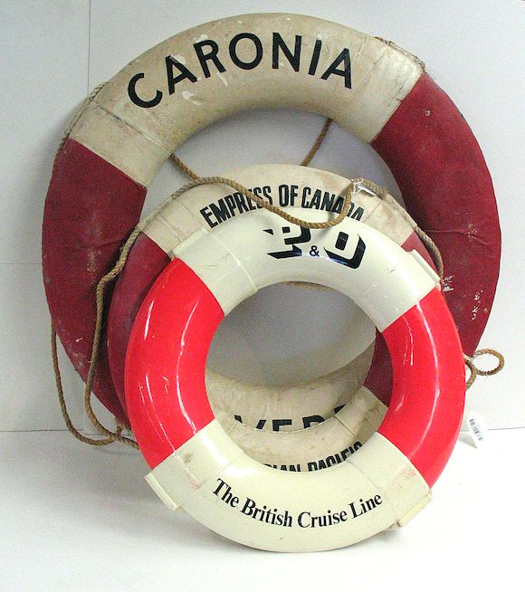 Bonhams : A collection of five life rings from various shipping lines 6