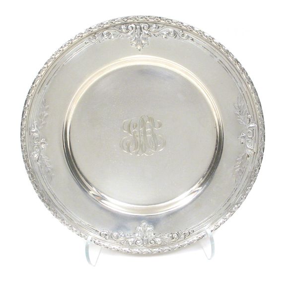 Bonhams : Set Twelve Chased Sterling Bread and Butter Plates