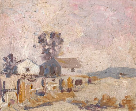 Bonhams : Selden Connor Gile (1877-1947) Farmhouse at Dusk 7 1/2 x 9in