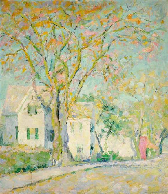 Bonhams : Stella Johnson (20th century) A Tree-lined Suburban Street in ...