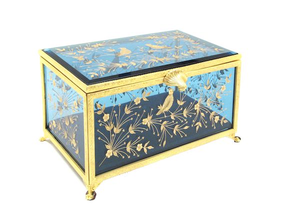 Bonhams : A gilt bronze mounted and gilt heightened glass table casket