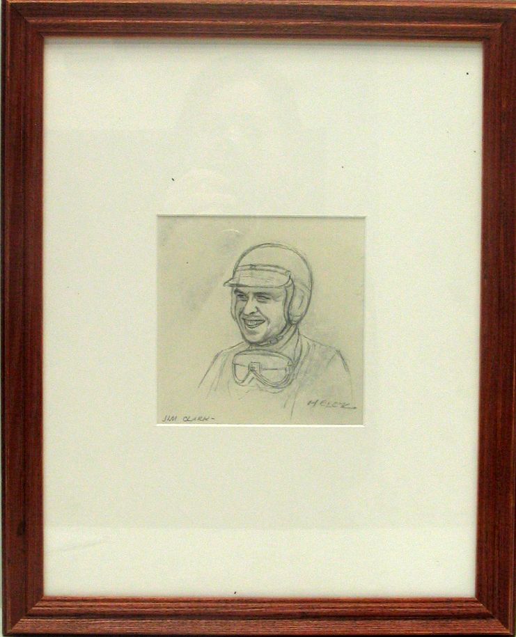 Bonhams Cars : Peter Helck (1893-1988), 'Portrait of Jim Clark', 5 x 5in