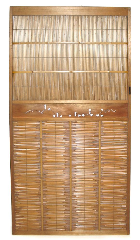 Bonhams : Two pairs of Japanese wood and bamboo wall screens with ...
