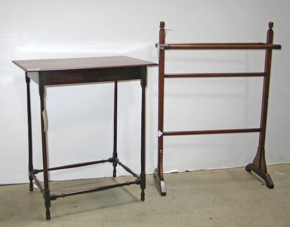 Bonhams : A Victorian side table together with a walnut quilt rack