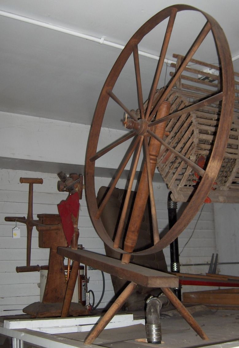 Bonhams Cars : A large spinning wheel, American, the larger wheel 48in ...