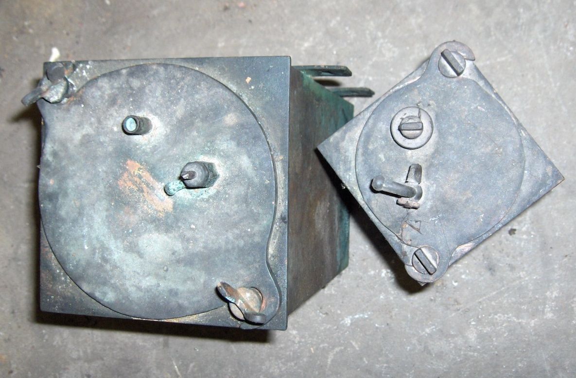 Bonhams Cars : Two box acetylene generators, the larger 11in high