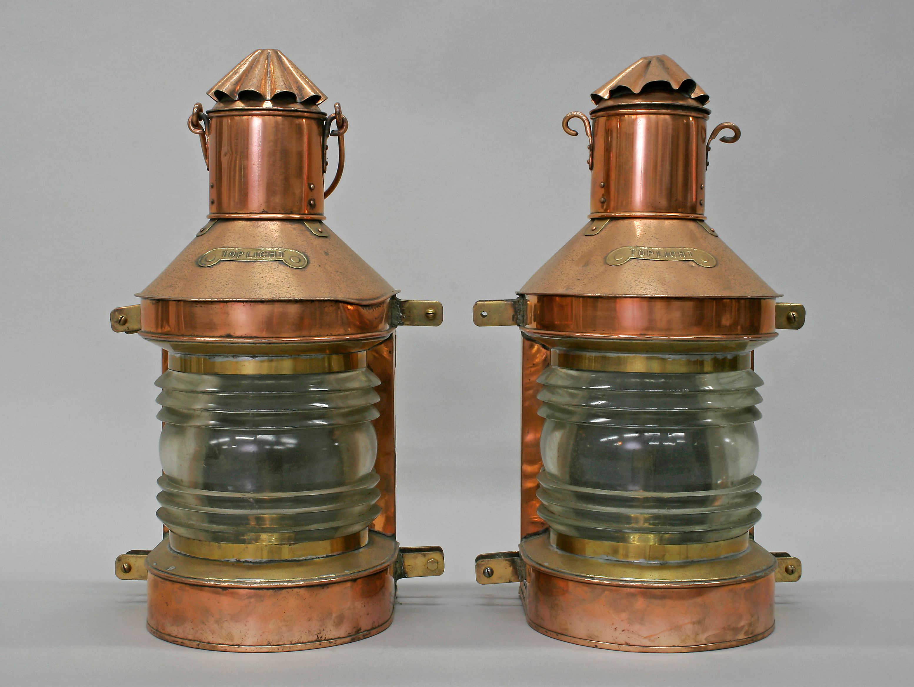 Bonhams Cars : A pair of copper masthead Top Lights, circa 1910, 22in high