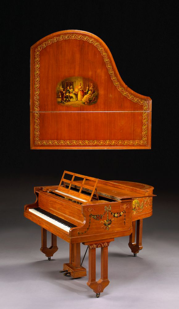 Bonhams : A Richard D. Lipp & Sohn paint decorated satinwood baby grand ...