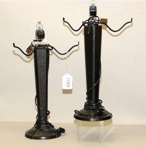 Bonhams : A pair of Arts & Crafts style patinated metal table lamp ...