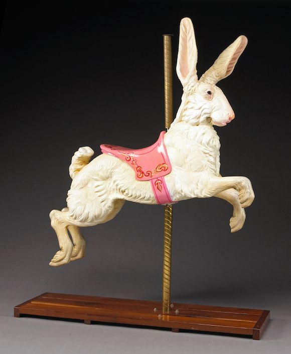 Bonhams : A carved and painted carousel rabbit