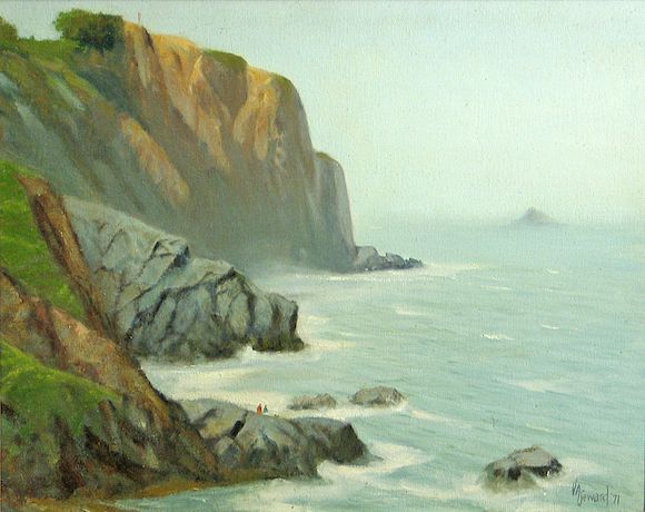 Bonhams : Vivyan Seward (American 1902-1983) Coastal cliffs, 1971 16 x 20in