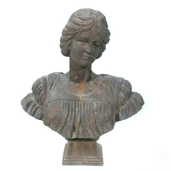 Bonhams : A cast iron bust of a woman