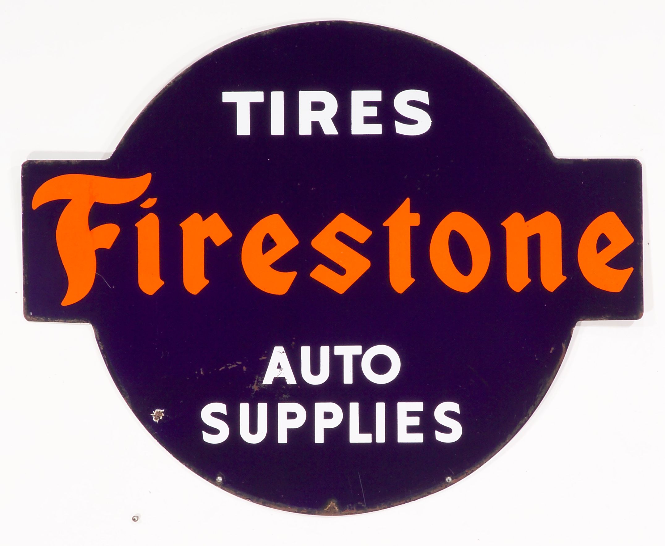 Bonhams Cars : A fine Firestone Tires/Auto Supplies enamel sign, 30in wide