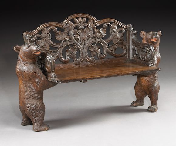 Bonhams : A Black Forest lindenwood bench