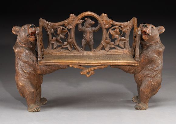 Bonhams : A Black Forest lindenwood bench