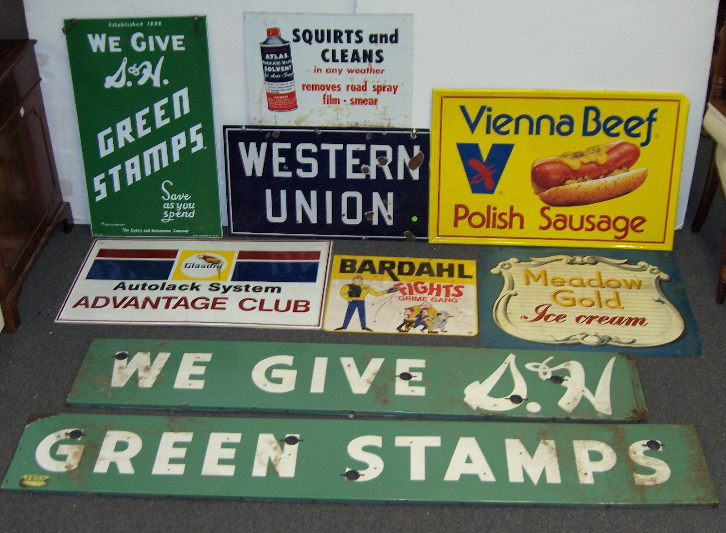 Bonhams Cars : An assortment of eight commercial and shop signs,
