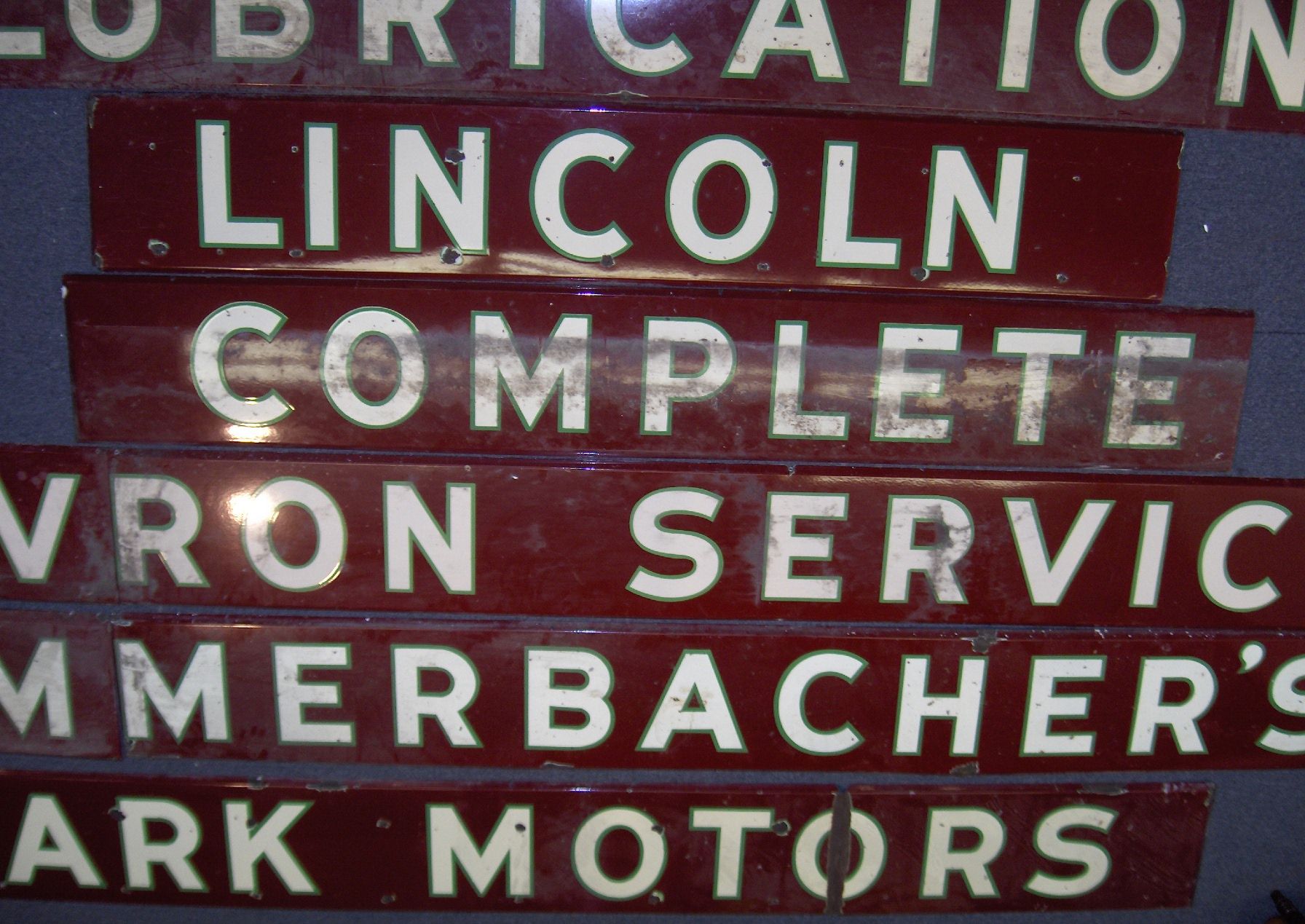 Bonhams Cars : A set of enamel signs for Hammerbacher's Lincoln Park ...