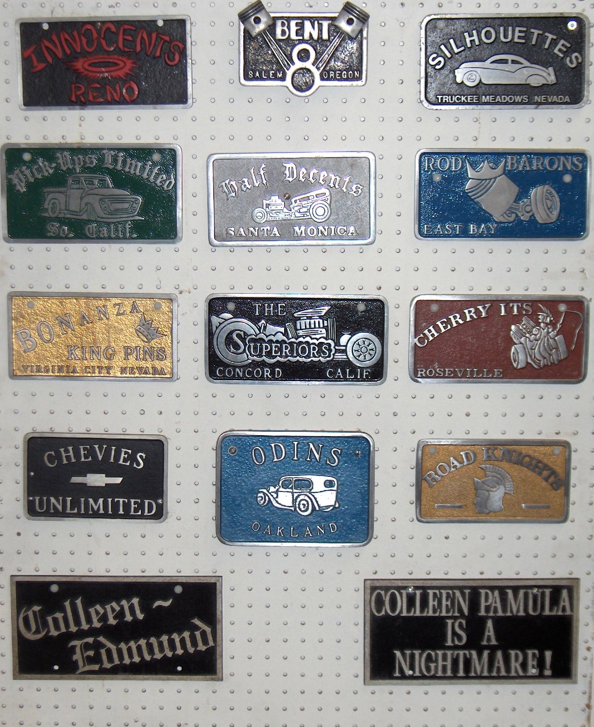 Bonhams Cars : A grouping of Hot Rod club plaques,