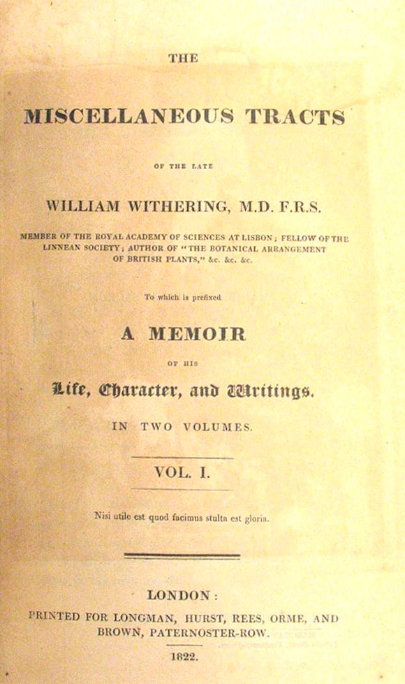 Bonhams : WITHERING, WILLIAM. 1741-1799.